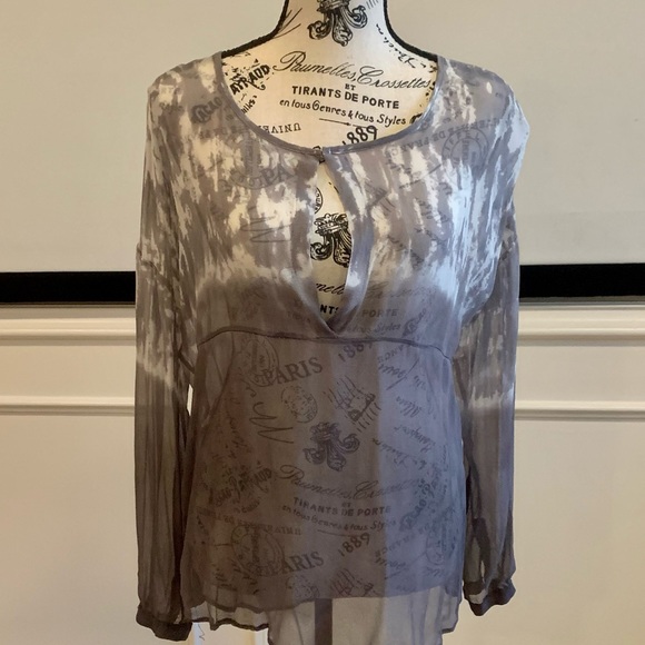 Red Haute | Tops | Red Haute Silk Sheer Tie Dye Blouse | Poshmark